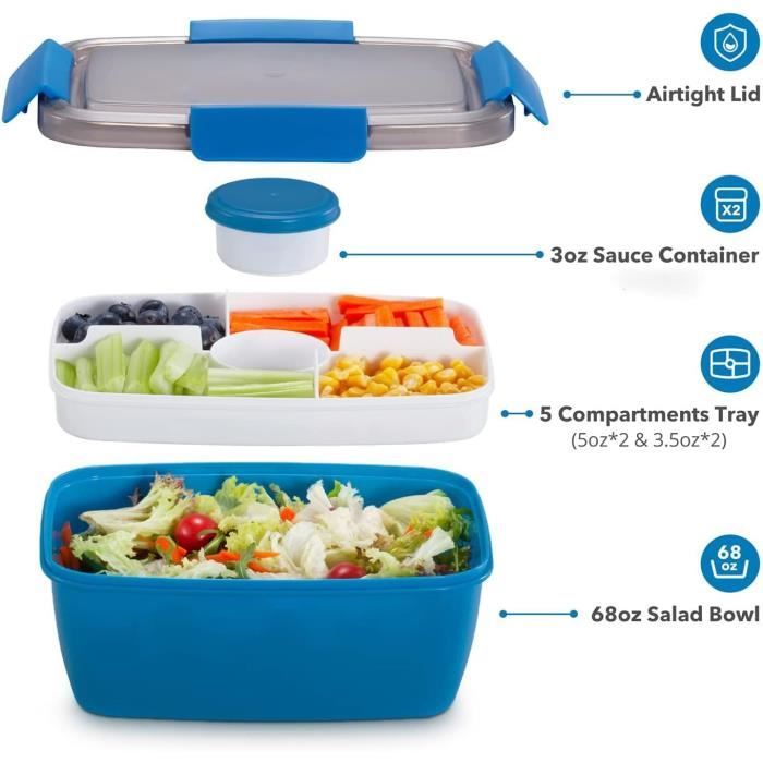 Bento Box Adultes Large, 2000Ml Boîte Repas Salade Lunch Box Durable ...