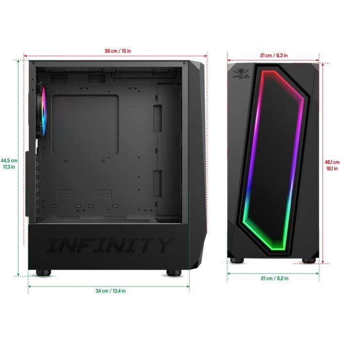 Boitier PC Gamer - Infinity - DARK - Rétroéclairage RGB - Compatible ...