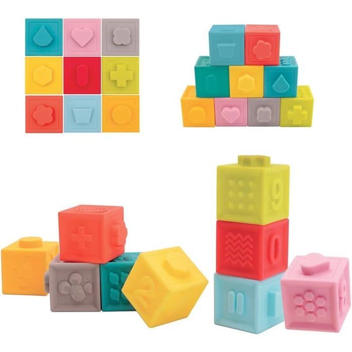 Cubes emboîtables jouet d'éveil - ZUUKO - 9 pièces - 5x5x5 cm - Blanc ...