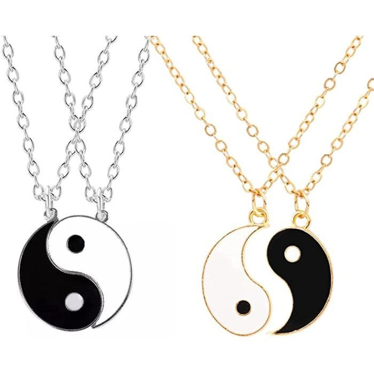 Colliers Amitié Yin Yang Yin Yang Collier 2 Pièces Pendentif Taichi ...