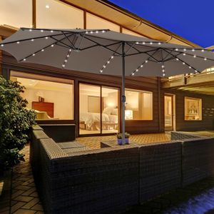Double parasol avec lumière avec base - Cdiscount
