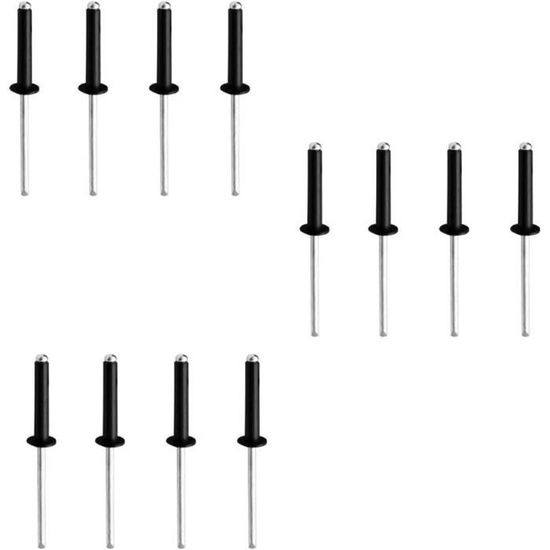 Lot De 12 Rivets Pop En Aluminium Noir 2,4 Mm X 6 Mm, 3,2 Mm X 6,4-8-10 ...