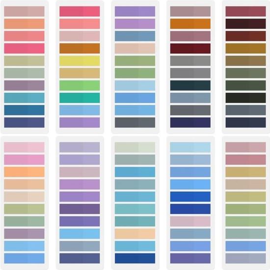 2000 Pièces Marque Page Adhesif, 10 Styles Post It Livre, Multicolore ...