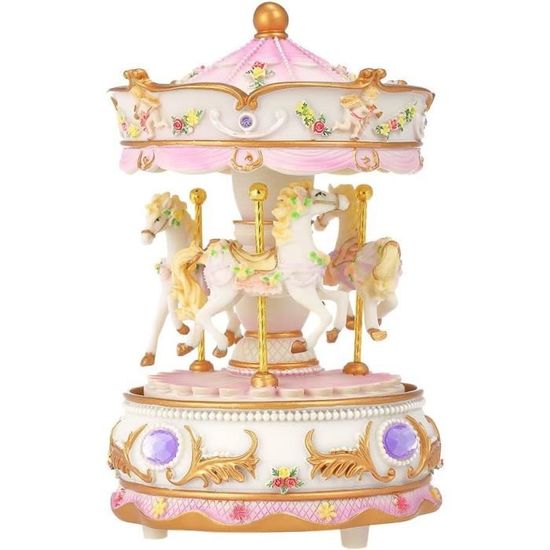Docooler Boîte à Musique Mécanique Mini Carrousel LED Colorée Manège ...