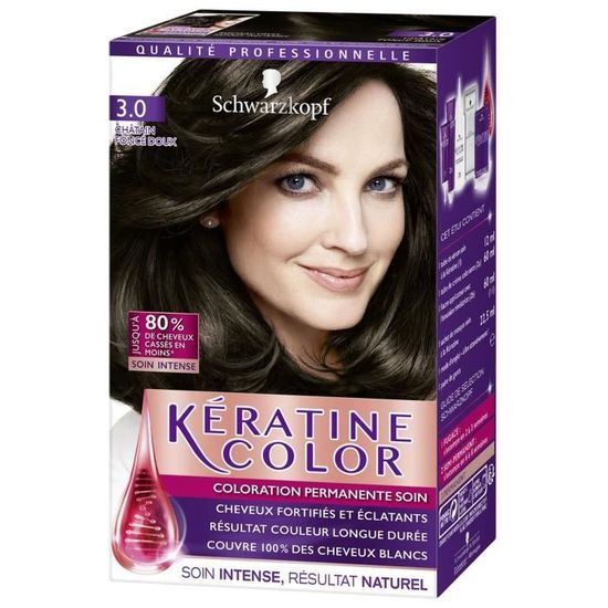 SCHWARZKOPF Kératine Color 3 Châtain Foncé Doux - 154,5 ml - Cdiscount ...