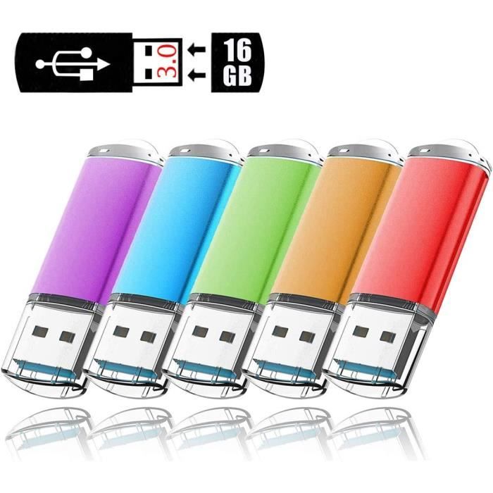 Lot de 5 Clé USB 16 Go cles USB 3.0 Mémoire Stick Flash Drive Carte ...