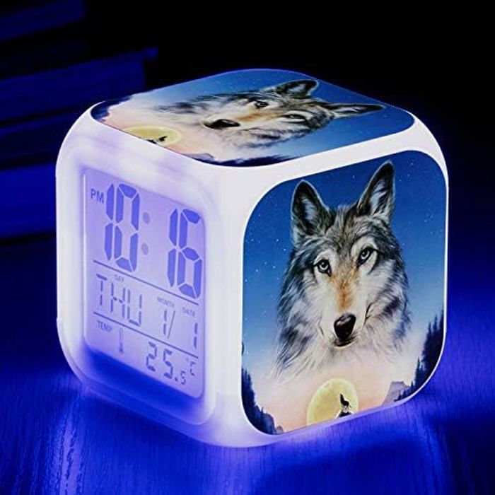Animal Loup Réveil Intelligent Led Horloge Numérique Projecteur Coloré ...