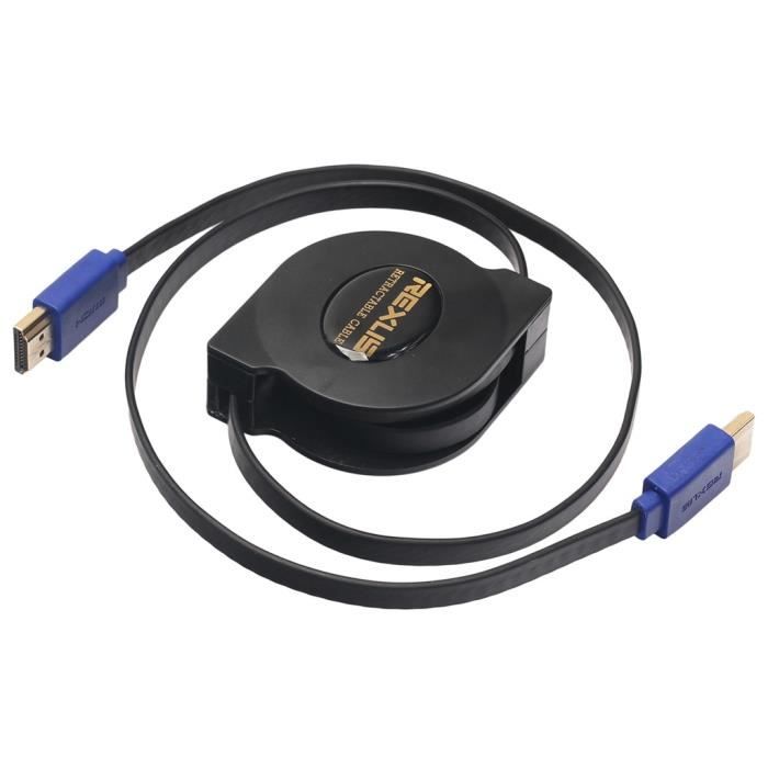 Câble HDMI rétractable en cuivre pur, version 1.4 HD, prise en charge ...