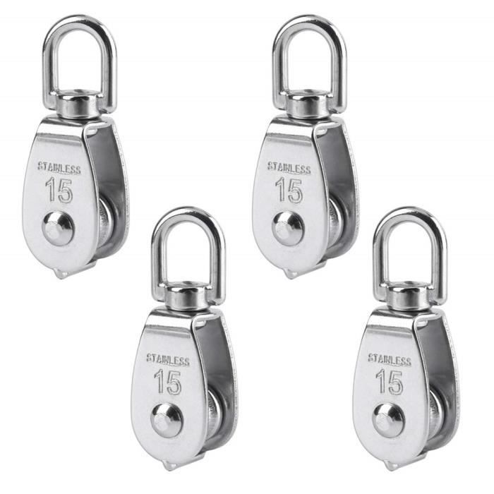 4 Pièces 15 Mm Poulie Simple Poulie En Acier Inox Poulie De Levage ...