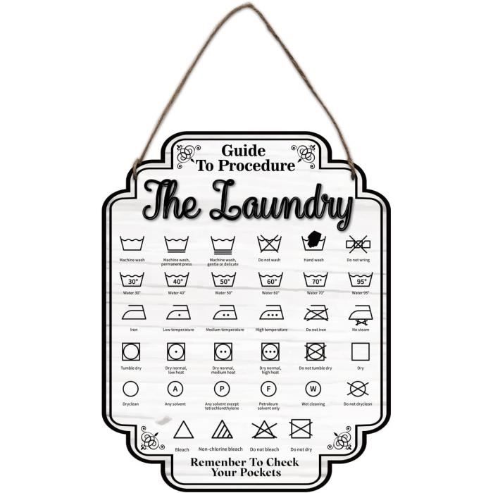 Laundry Panneau Mural En Bois Blanchisserie, Guide De La Lessive Plaque ...