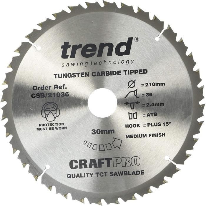 Lame de scie circulaire Craft Pro CSB-21036 - Pointe en carbure de ...