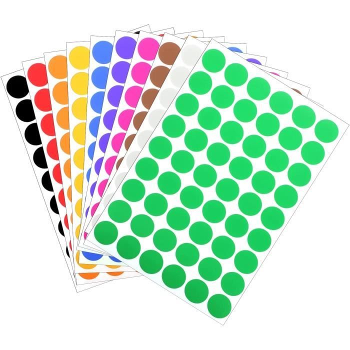 540Pcs Gommettes Rondes, 10 Feuilles 10 Couleurs Pastilles ...