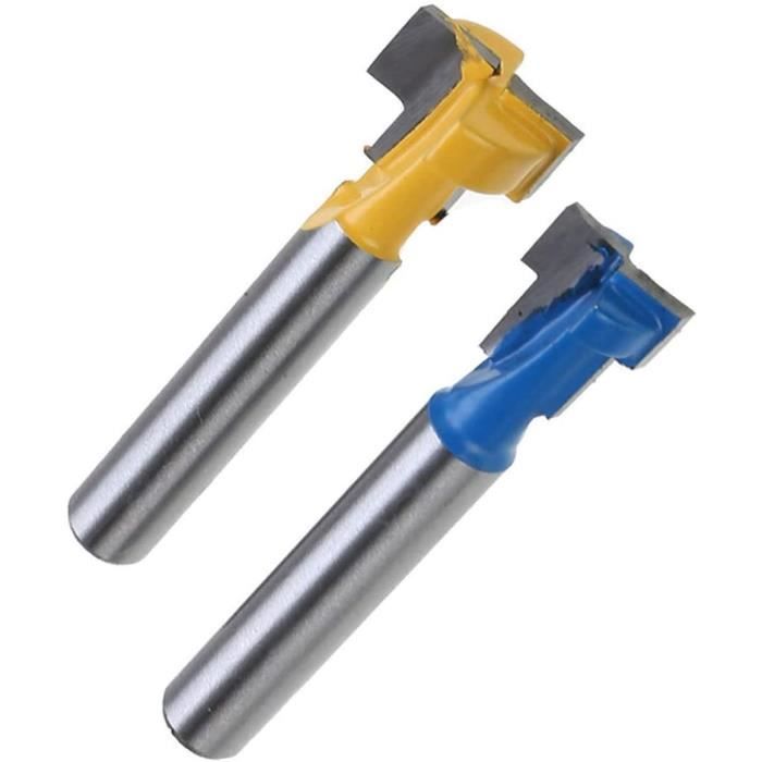 2 Pack 6.35MM Queue T-Slot Routeur Bits Pour Trous de Vis à Bois fraise à Bois T-Slot 3-8" 1-2 ...