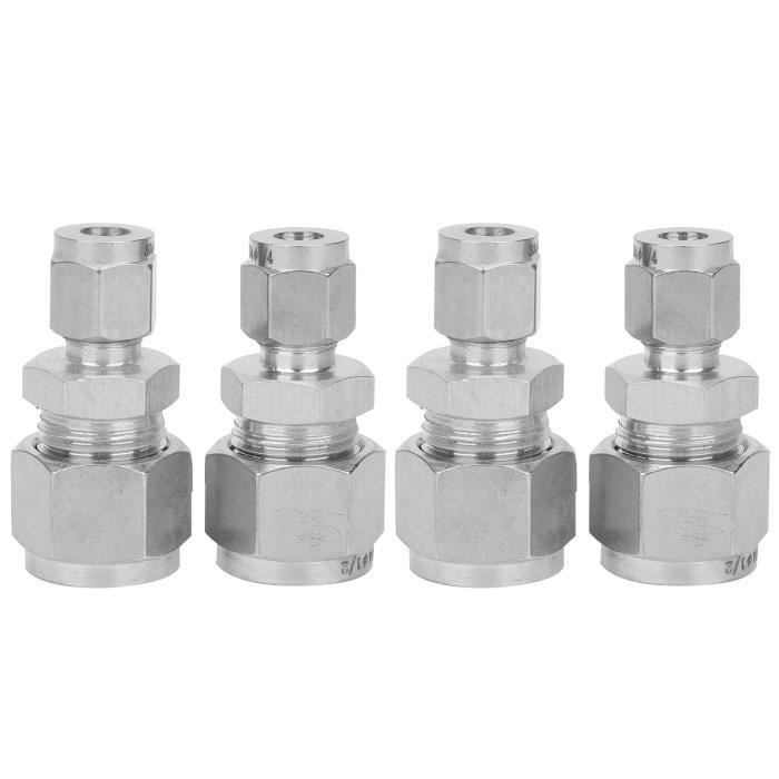 Raccord pour tube de compression 4 pièces adaptateur de tube droit à double virole en acier ...