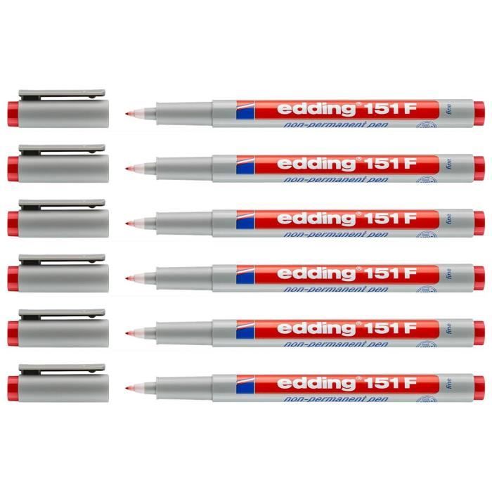 Feutres Non Permanent - EDDING - 151 F - Lot de 6 - Pointe Fine 0,6 mm ...