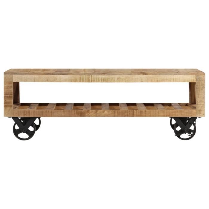 BAO Table basse avec roues Bois de manguier massif 110 x 50 x 37 cm ...