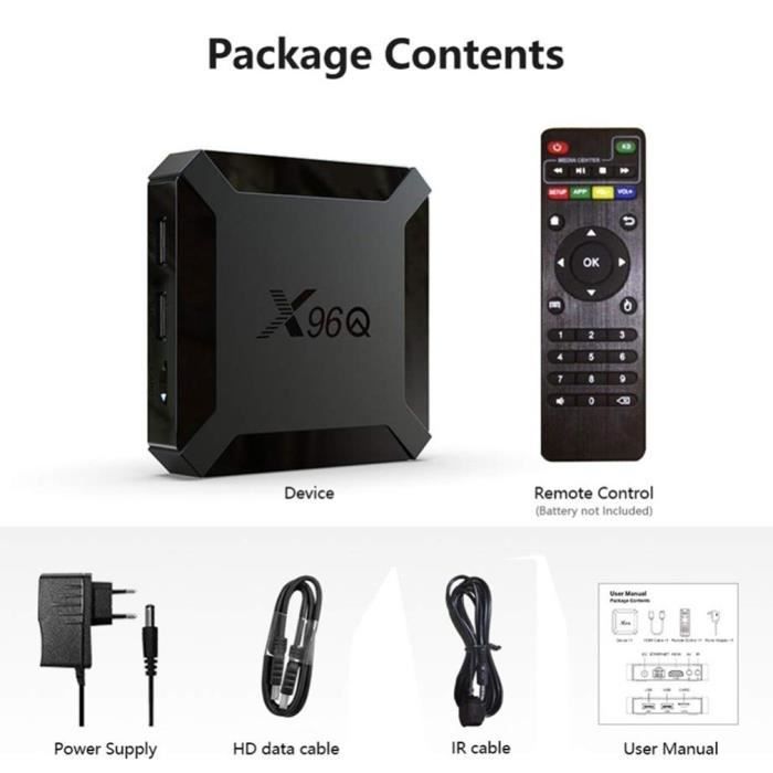Android TV Box, Android TV Box X96Q 2 Go de RAM 16 Go de ROM Support 4K ...