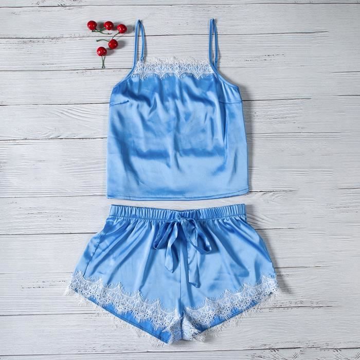 Ensemble de Caraco et Shorty pour Femme de sexy en dentelle épissée ...