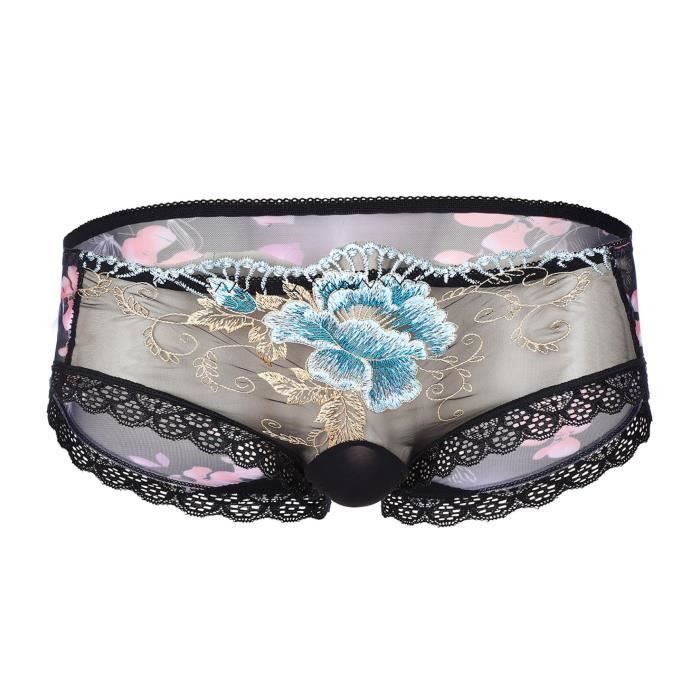 YIZYIF String Homme Sexy Transparent Dentelle Floral Calecon Sissy Sous ...