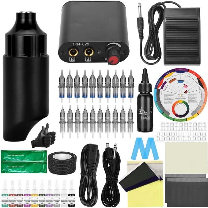 Tattoo Pen Kit Cartridge Needles Rotary Machines Complete Professional ...