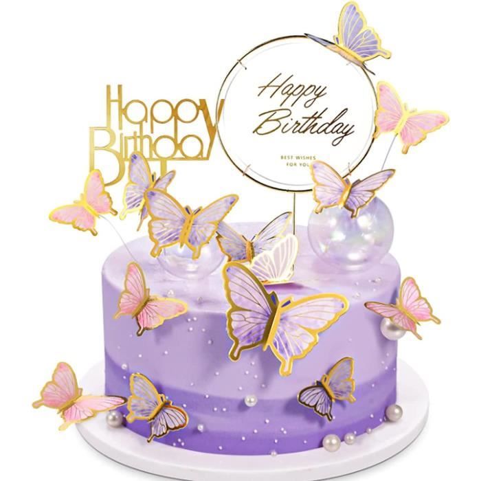 Décoration De Gâteau,22 Pcs Gâteau Topper De Papillon 3D Papillon ...