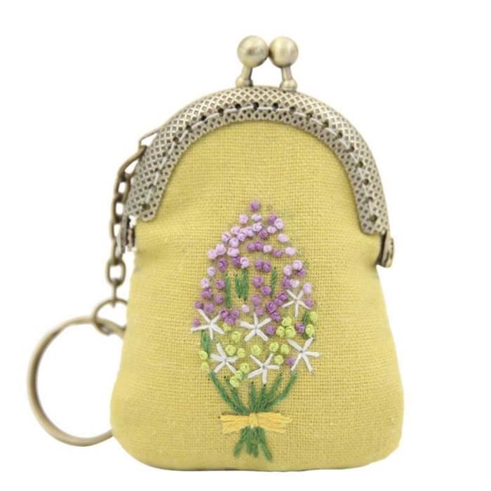 4 Mini kit de sac de broderie de collier de fleurs bricolage clés de ...