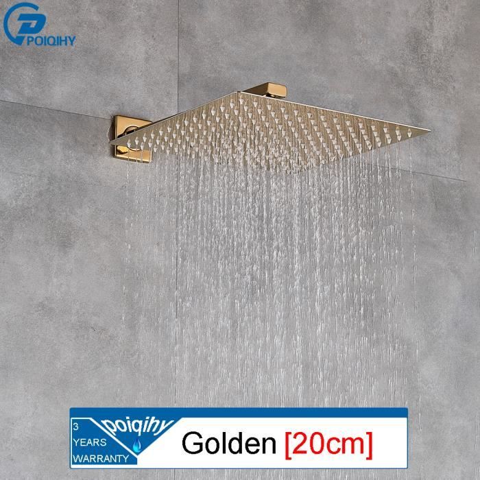 POMMEAU DE DOUCHE,Gold 8 inch--POIQIHY pomme de douche pluie noire ...