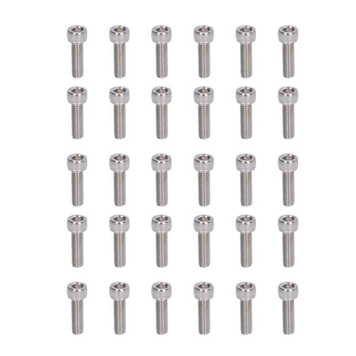 Zerone Boulons à vis M6 30 pièces M6 boulons à vis en acier inoxydable 304 A2-70 ensemble de ...