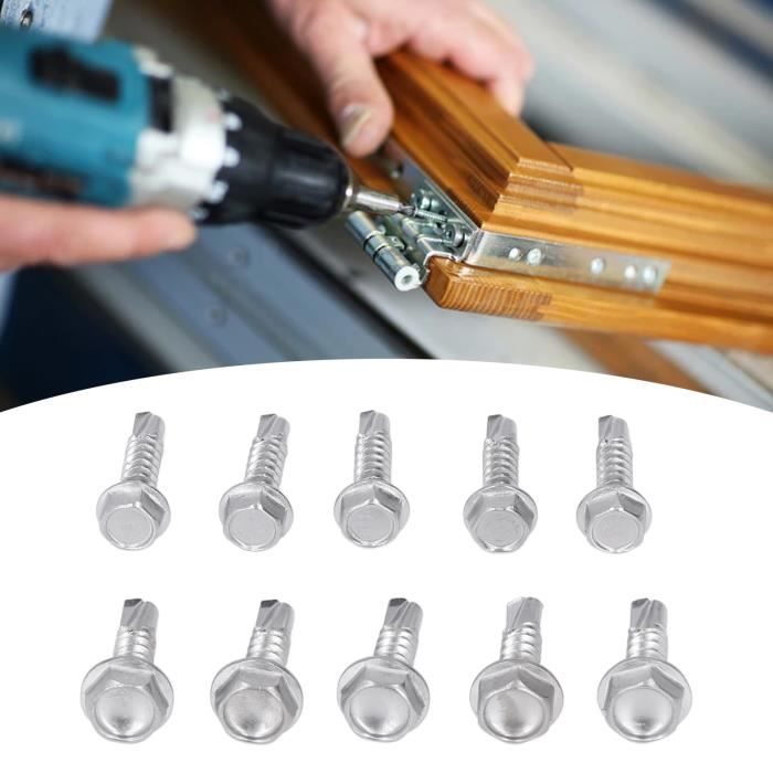 LIZ Vis autoperceuse hexagonale 100 vis autoperceuses 4.2x19mm 4.8x19mm 401 vis autotaraudeuses ...