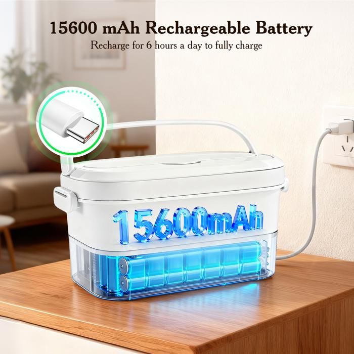 Gamelle Chauffante 1500ml Sans Fil,avec Batterie 15600mAh,USB ...