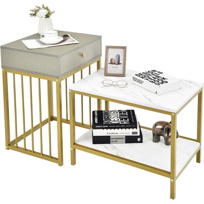 GOPLUS Tables Basses gigognes, Ensemble de Table d'appoint de canapé ...