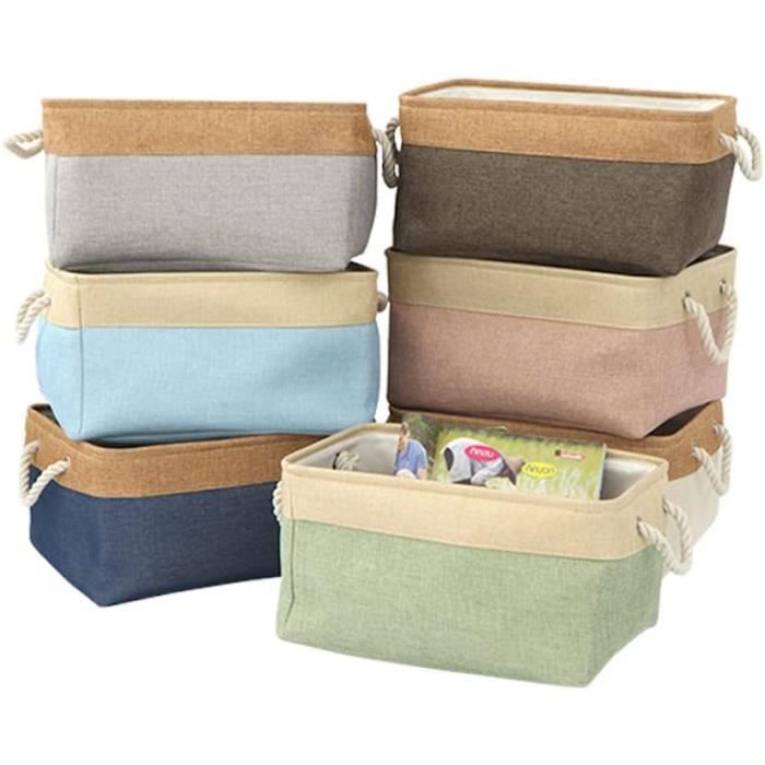 Lot De 3 Paniers De Rangement En Lin-Double Couleur Assortie-Panier De ...