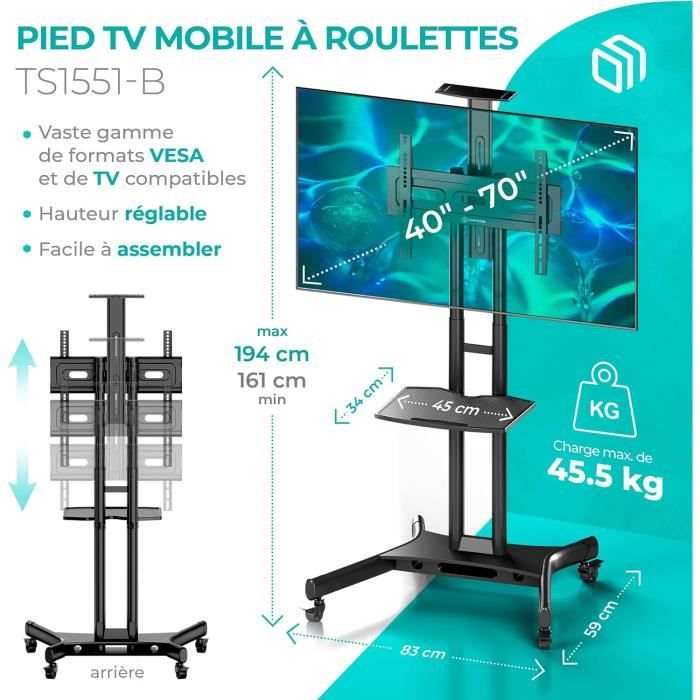 Pied Tv Universel Mobile Pour Ecran 40-70 Pouces, Support Tv Sur Pied ...