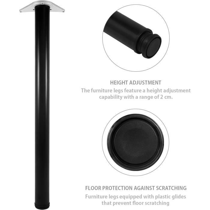 Lot de 4 Pieds de Table réglables, Jambes pour Plans de Travail Bureaux, Hauteur: 710mm Réglable ...