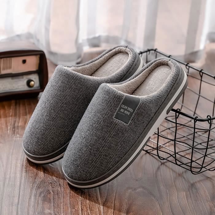 Chausson Homme,40-45 Pantoufles Homme Chaudes d'hiver,Chausson Homme ...
