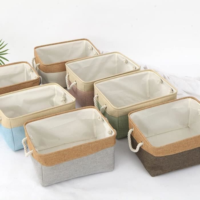 Lot De 3 Paniers De Rangement En Lin-Double Couleur Assortie-Panier De ...