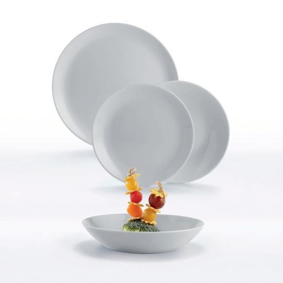 Service de table - LUMINARC - Diwali Granit - 18 pièces - Opale - Gris ...
