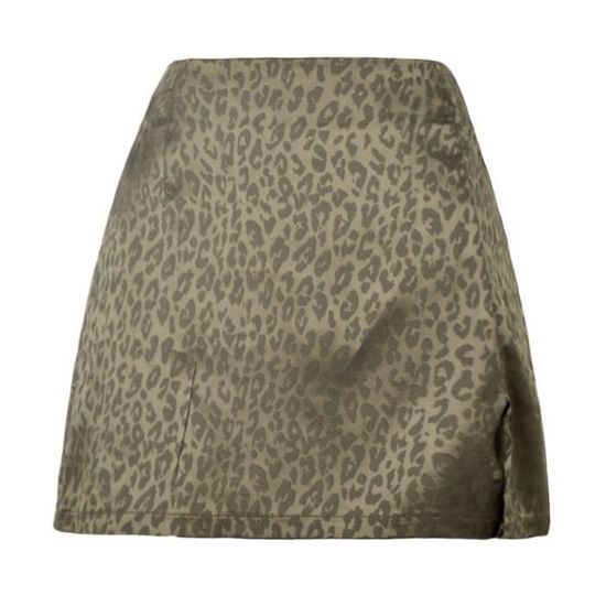 Jupe léopard - courte en Satin imprimé Sexy Jacquard Bleu - Cdiscount ...