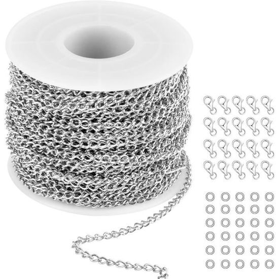 20m Chaine Fabricatioijoux, Collier Chaine en Acier Inoxydable avec 20 ...