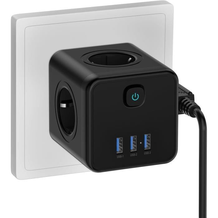 Cube Multiprise Usb 7 En 1 Sans Câble, Cube De Prise Avec Interrupteur, Adaptateur De Prise 4000 ...