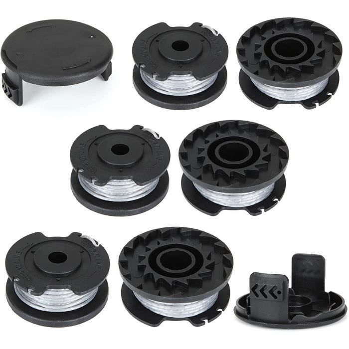 Lot de 8 bobines de rechange pour débroussailleuse, 4 m de fil et couvercle compatibles avec les ...