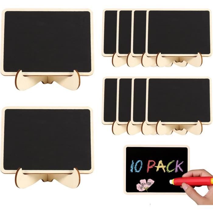 Mini Tableau Noir, 10 Pièces Mini Ardoise en Bois Rectangle avec ...