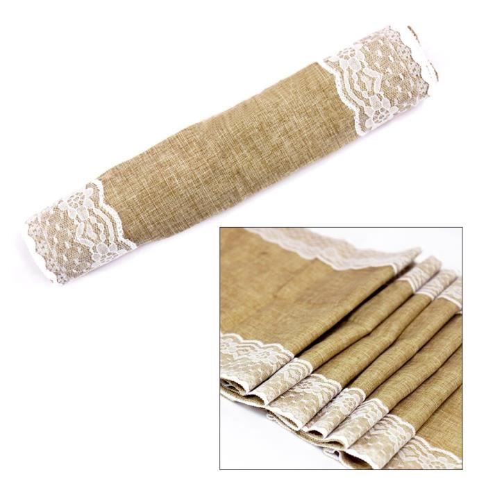 Chemin de Table rustique en dentelle de jute, imitation de lin naturel ...