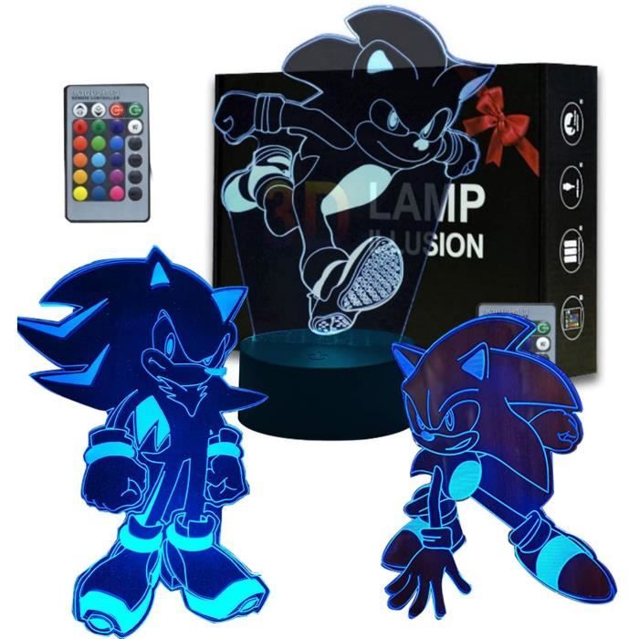 Lampe de table 3D Illusion Sonic The Hedgehog Lampe de table animée ...