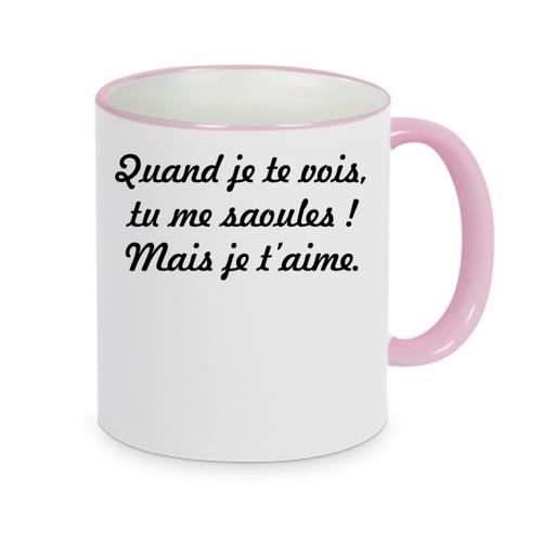 Mug - Céramique - Rose LMK CITATION TU ME SAOULES - Cdiscount Maison