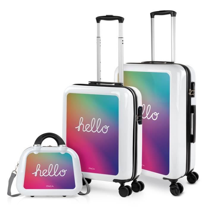 Set Valise Rigide, Lot De Valises Soute Avion 4 Roulettes 703200B Blanc ...