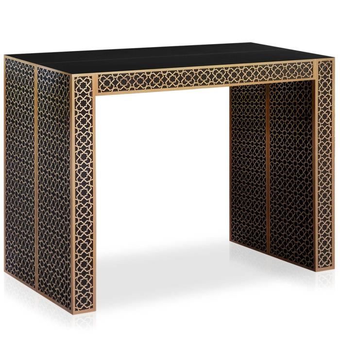 Table console extensible 200cm moulures orientales Nassau Morocco Noir ...