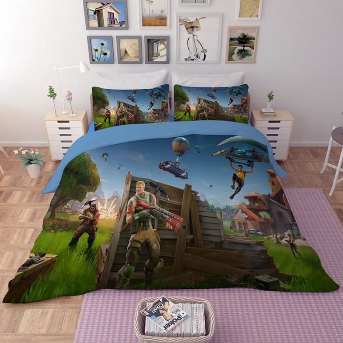 Parure de lit FORTNITE 3D effet 160*210cm 3 pieces - Cdiscount Maison