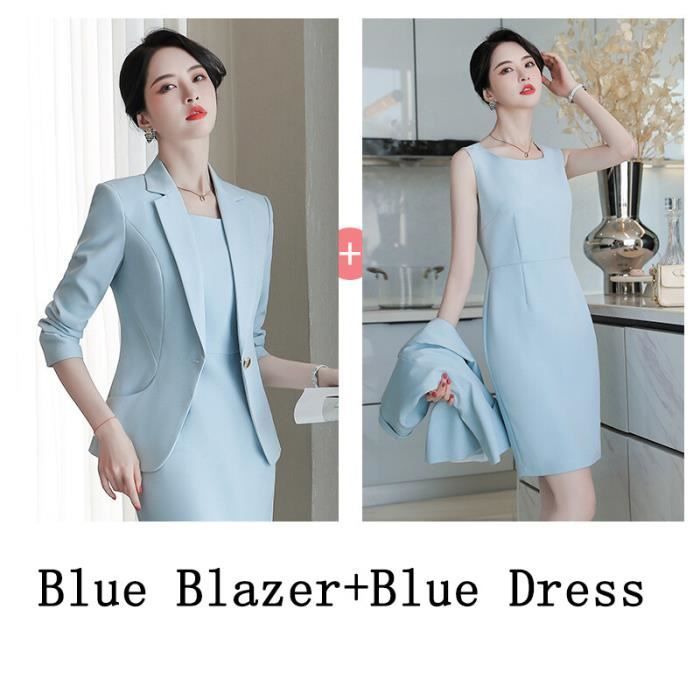 Robe Blazer élégante pour femmes - Bleu - Uniforme de travail - Bureau ...