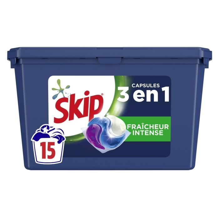 LOT DE 4 - SKIP - Lessive Capsule Fraîcheur Intense 3En1 - boîte de 15 ...